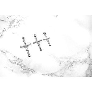 CaliRoseJewelry Sterling Silver Jesus on The Cross Crucifix Textured Pendant - Medium