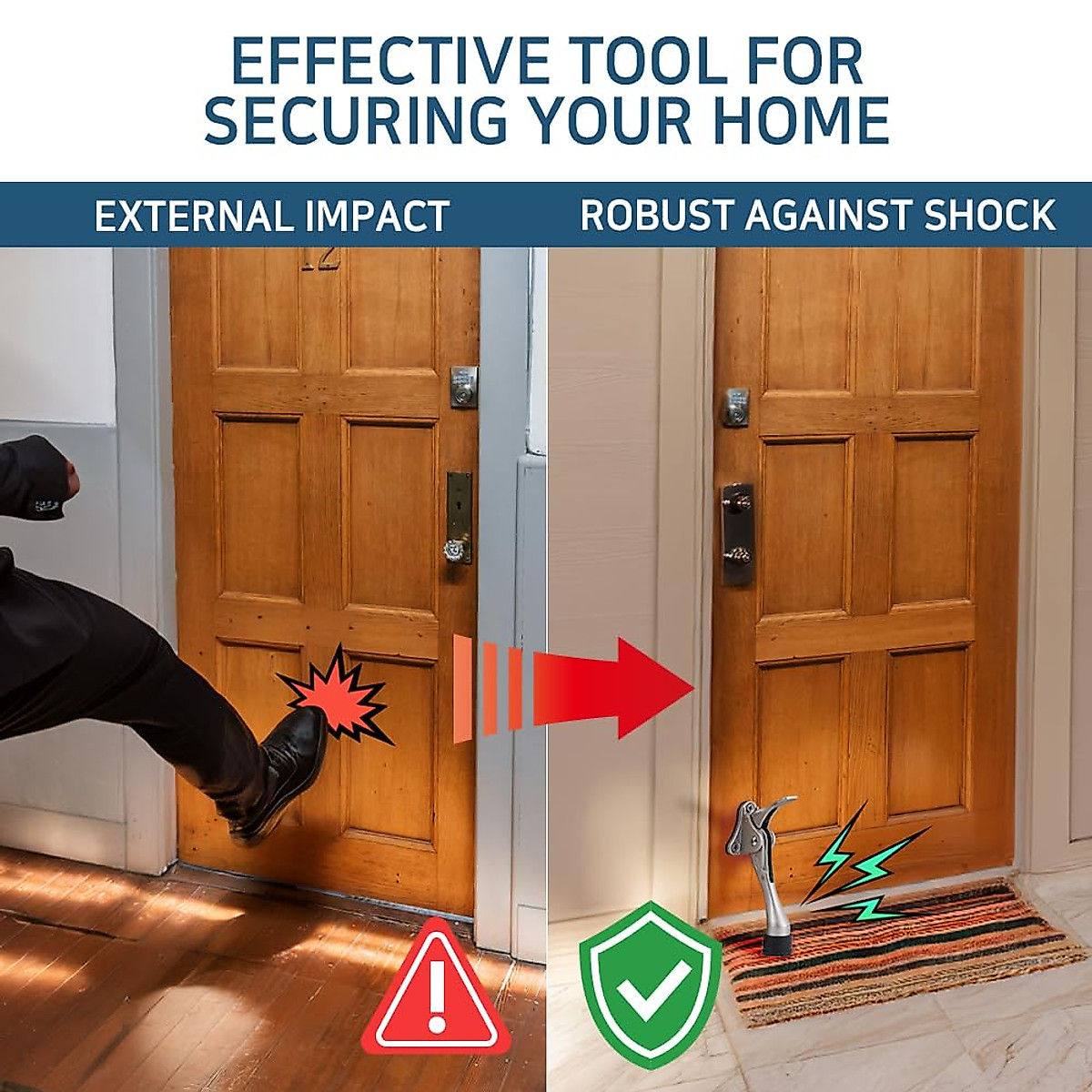 One Touch Kickdown Door Stopper, Door Holder, Heavy Duty Door Stops, Bottom of Door, Height-Adjustable Rubber Tips by HASHI (Antique Bronze 6 inch x 1pack)