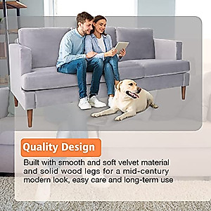 MIYZEAL Velvet Large Couch, 72-inch Tufted Upholstered Sofa with Thick Cushion, Comfy 3 Seater Sleeper Sofa with Wood Legs, Mid-Century Modern Couches for Compact Space Living Room Bedroom (Gray)