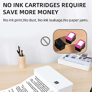 Thermal Printer, Portable Printer for Travel Mini Inkless Printer, Inkless Printer Support A4 Papers with 300 DPI Resolution, and USB Connectivity for Office