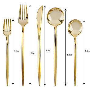 Novelty Modern Flatware, Cutlery, Disposable Plastic Salad forks Luxury Gold 64 Count