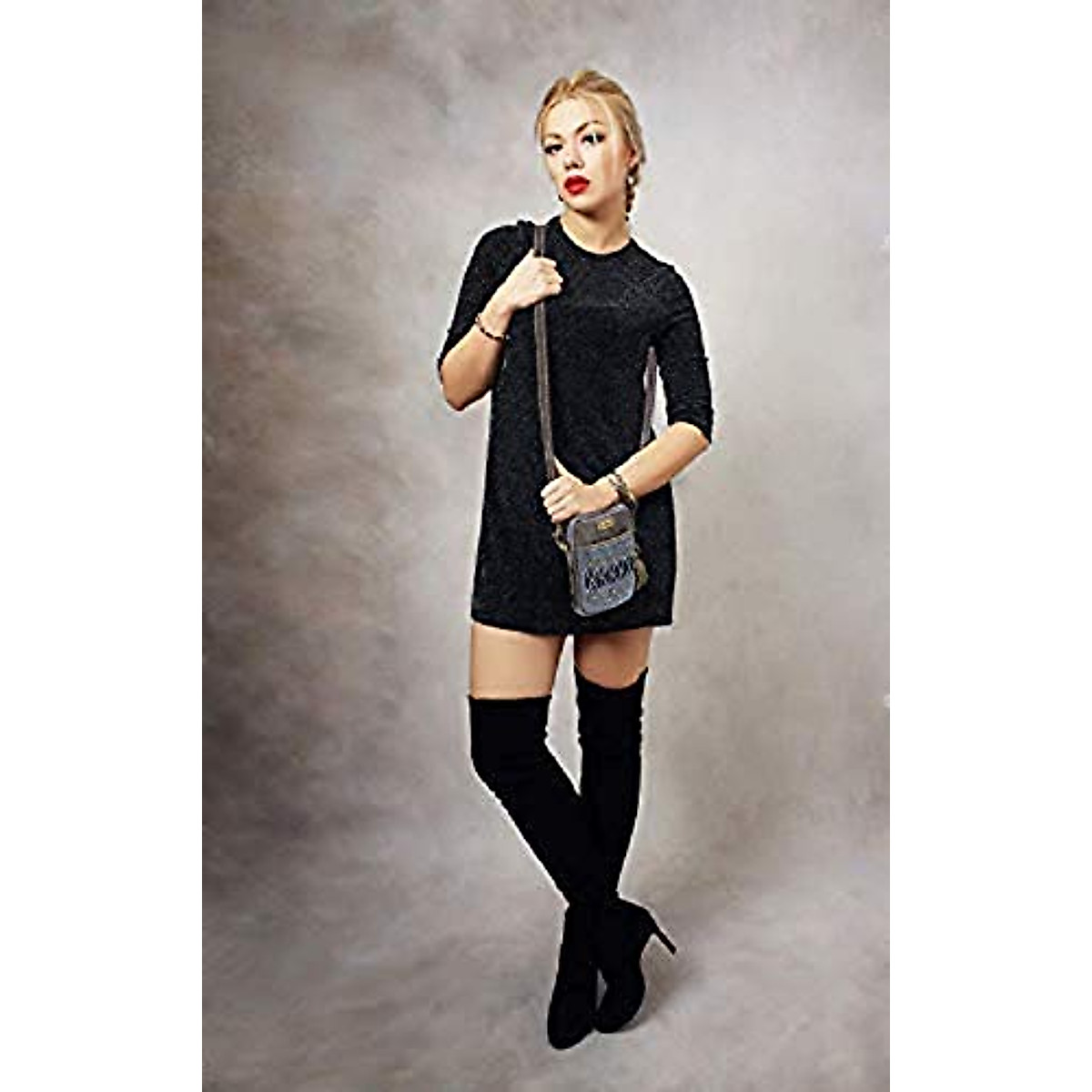 Chala Cell Phone Crossbody Purse - Handbag with Adjustable Strap (Olive_ 609 Sunflower)