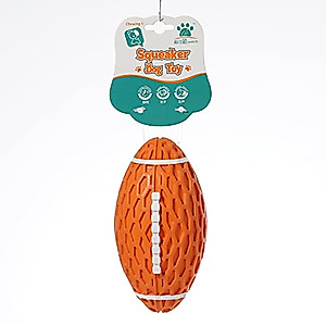 Dog Toys Ball Pet Squeaky Toys Rubber Floating Football, Interactive and Trainning Durable Chew Toys for Fetching Games for Agressive Chewer(Orange)