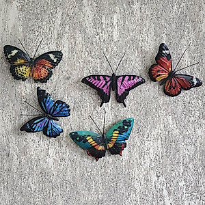 CALIDAKA 5 PCS Metal Butterfly Wall Art Decor 3D Butterfly Hanging Wall Butterfly Colourful Garden Inspirational Wall Sculptures Home Craft for Bedroom Living Room Bedroom Office(Random Color)