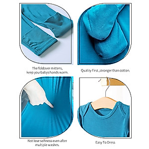 COOZYNANA Baby Newborn Knotted Gown, Ultra Soft Baby Knotted Sleeper Gown and Hat Set, Unisex Infant Sleep Onesie, Baby Boy Girl Coming Home Outfit, 0-3 Months, Blue Green