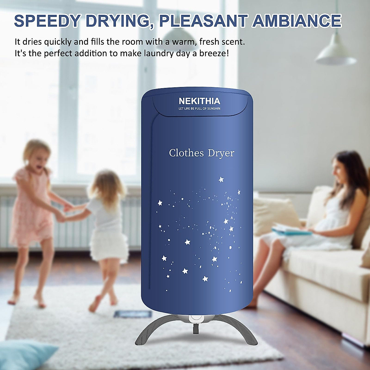 Portable Clothes Dryer Upgraded to Quickly Dry A Large Number of Clothes and Shoes. Travel Mini 900w Dryer Machine, Compact Dryer for Family, Apartment, RV and Travel