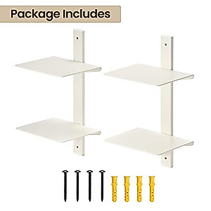 ART-GIFTREE Invisible Floating Bookshelf for Wall Mounted, 4 Tier Vertical Spine Book Tower, 2 Pack White