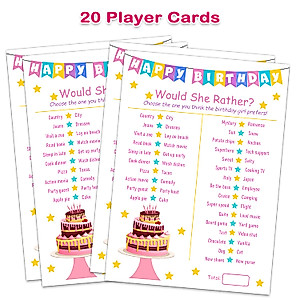 Birthday Girl Party Game-Would She Rather-20 Birthday Game Card Set- Girl Birthday Party Activity Notebook Themed Party Activity and Idea - Girl Birthday Supplies, Activity, Decorations