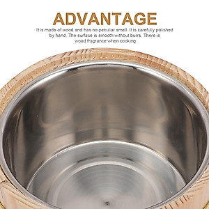 1 Set Cask Rice Cask Stainless Steel Containers Salad Containers Cake Containers with Lids Rice Storage Container Sushi Oke Rice Bowl Wooden Container with Cover Wooden Rice Bucket
