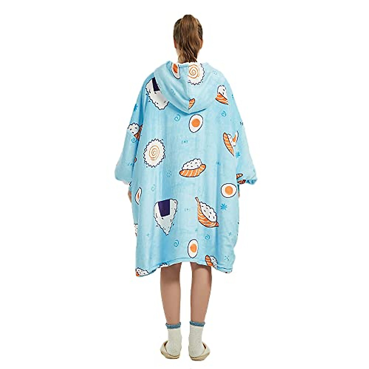 tramobe Blanket Hoodie Wearable Blanket Adult,Oversized Sherpa Blanket Sweatshirt with Giant Pocket and Sleeves,Warm Plush Hooded Blanket for Women & Men