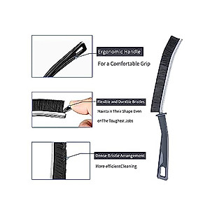 Cleaner Scrub Brush Deep Tile Joints,Stiff Angled Bristles for Showers, Bristle Grout Cleaner Brush Grout Cleaning Tool Scrubbing Brush for Shower Bathroom Floor Bathtub KitchenV (Grey)