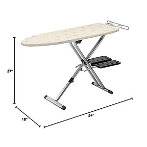 Rowenta Pro Compact Ironing Board with Hanger Rack 18 x 54 Inches Space Saving, Folding, 4 Legs IB9100,Beige