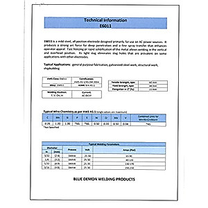 Blue Demon 6011 X 1/8" X 14" X 50LB Carton Carbon Steel Electrode for AC Welding