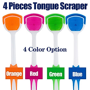4 Pieces Tongue Scraper, Tongue Cleaner Brush for Adults Tongue Scrubber for Better Breath and Oral Hygiene