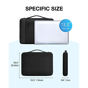 Laptop Sleeve Bag, BAGSMART Laptop Case Compatible with MacBook Air/Pro Retina,13-13.3 inch Notebook Compatible with MacBook Pro 14 inch 2021 2022 M1 Pro/Max, Computer Bag with Pocket, Handle, Black