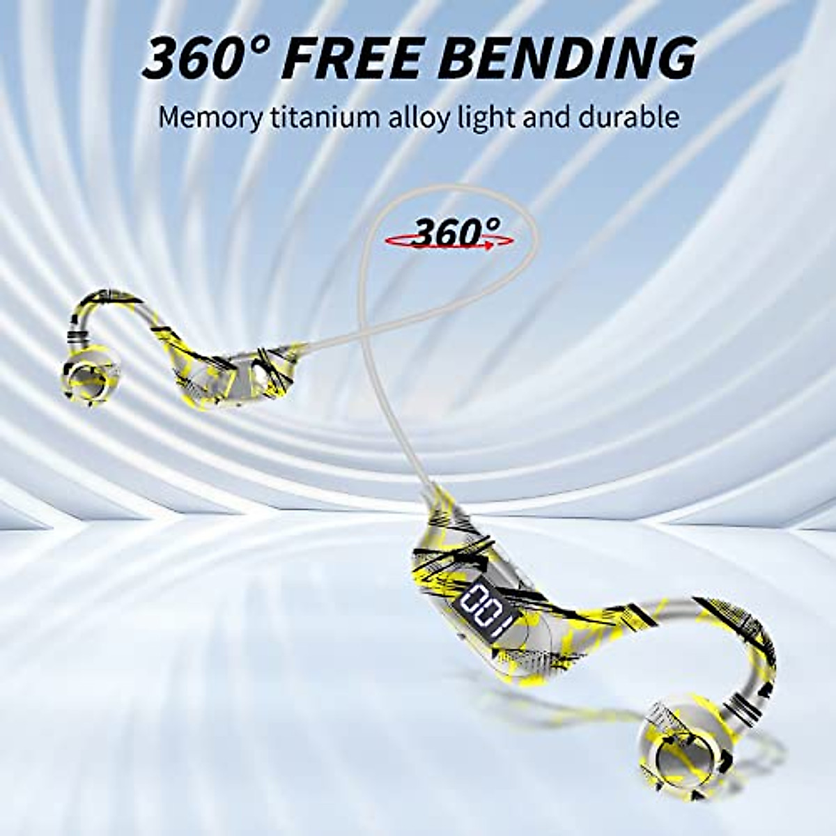 300mAh Conduction Headset Wireless Bluetooth Headset Sports Running Power LED Power Digital Display