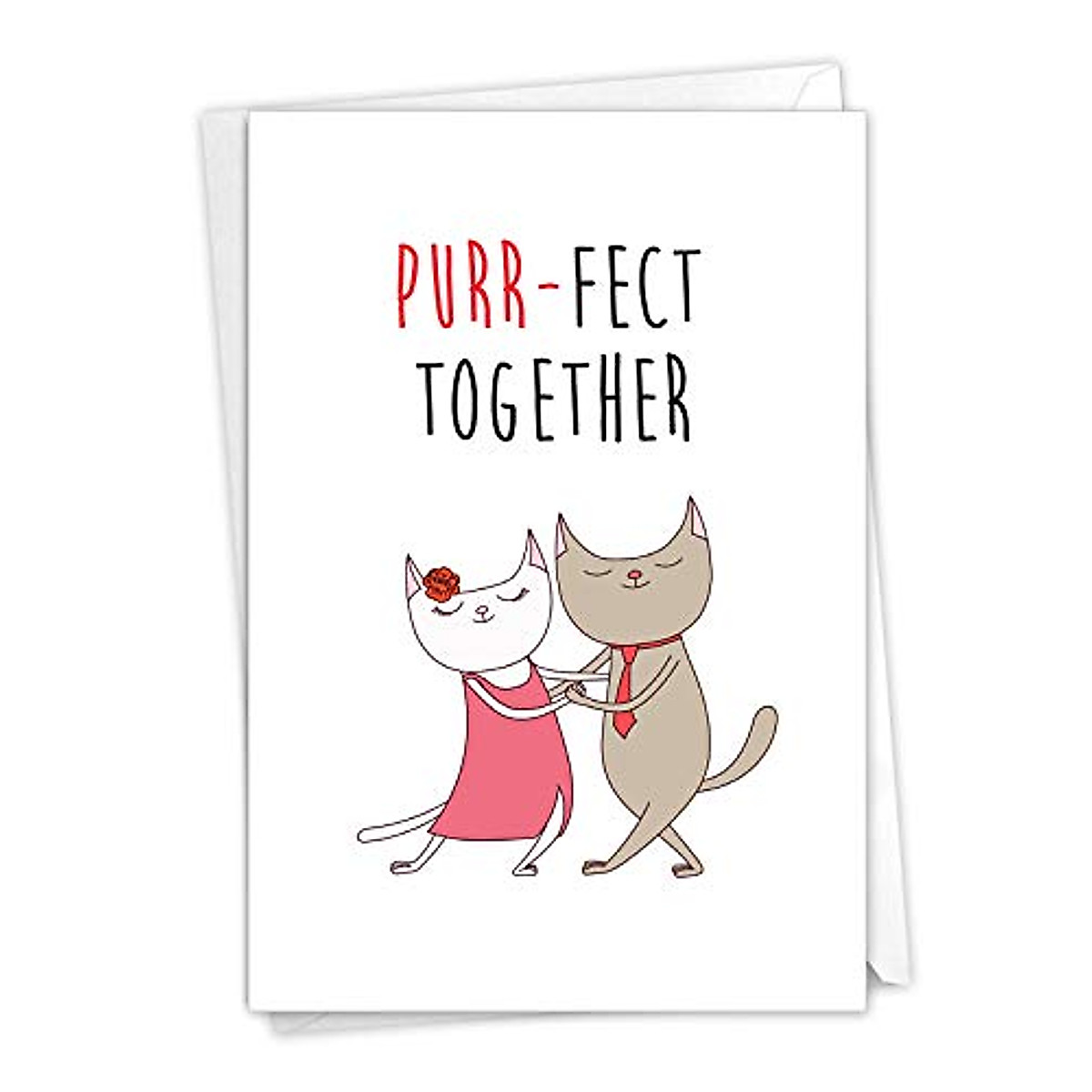 The Best Card Company - Anniversary Greeting Card with Envelope - Loving Stationery for Spouse - Cat Got Your Tongue C7183IANG