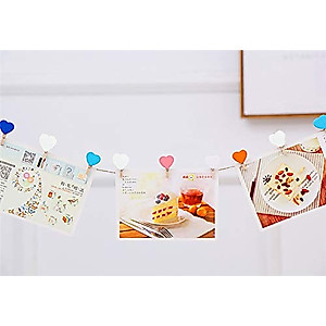UUYYEO 50 Pieces Mini Heart Wooden Clips Clothespins Photo Paper Peg Pin Craft Decoration Clips Mix Color