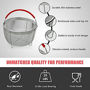 Original Salbree Steamer Basket for 8 quart Instant Pot Accessories, Stainless Steel Strainer and Insert fits IP Insta Pot, Instapot 8 qt, Other Pressure Cookers & Pots, with Handle [3qt 6qt avail]
