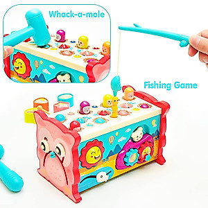 ChuburD Baby Toys Activity Center,8 in 1 Multi-Functional Baby Activity Cube,with Pink and Blue(Random Colors),Montessori Learning Musical Toys for Infant 18 Months and Up,Boy Girl Gifts,No Batteries