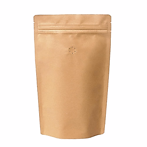 12 Ounce 50 Pieces Coffee Pouches with Ziplock - High Barrier Natural Kraft Paper Stand up Coffee Bags with One Way Degassing Valve & Zipper (50, 12oz/0.75lb/340gram)