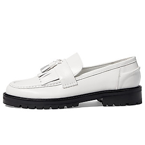 Steve Madden Women's Minka Loafer, White Leather, 7.5