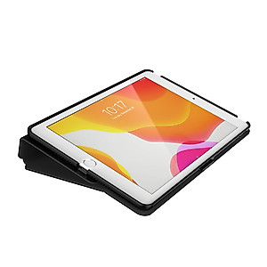 Speck Balance Folio Case for iPad 10.2 Inch (2019-2021) - Drop & Camera Protection, Slim Multi Range Stand, Apple Pencil Holder - Black/Black