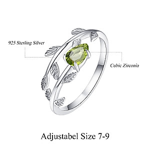 PRAYMOS Peridot Ring 925 Sterling Silver August Birthstone Rings Peridot Crystal Rings for Women Christmas Gifts