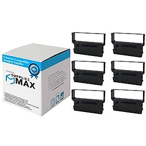 SuppliesMAX Compatible Replacement for Citizen DP-600/650/CBM-710/750/iDP-3516/3530/4540 Black P.O.S. Printer Ribbons (6/PK) (IR-61B)