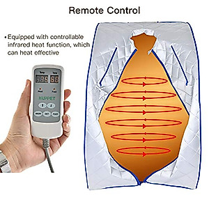 KUPPET Portable Infrared Home Spa, Infrared Portable Sauna, with Heating Foot Pad and Chair, Remote Control, 30 Minutes Timer (Infrared 36.6''H,Silver)