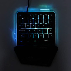 ciciglow Gaming Keyboard, 35 Keys One Handed RGB Keyboard, Ergonomic Design Small Mechanical Keyboard Compatible for Notebook Gamers