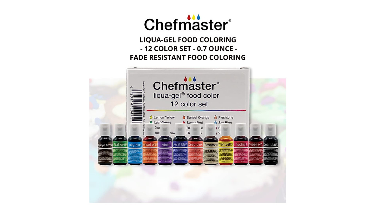 Chefmaster Liqua-Gel Food Coloring - 12 Pack