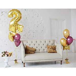 BLUE RIBBON, Helium Tank with 50 Balloons and White Ribbon + 12 Gold Balloon Weights + Plus Balloon Tying Tool