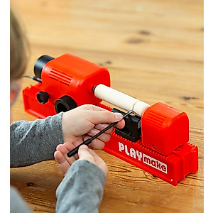 PLAYmake Kids’ 4-in-1 Woodshop Carpentry Cool Tool with Jigsaw, Lathe, Drill Press, Sander, Power Supply, Safety Goggles, Extra Supplies, and Deluxe Project Book