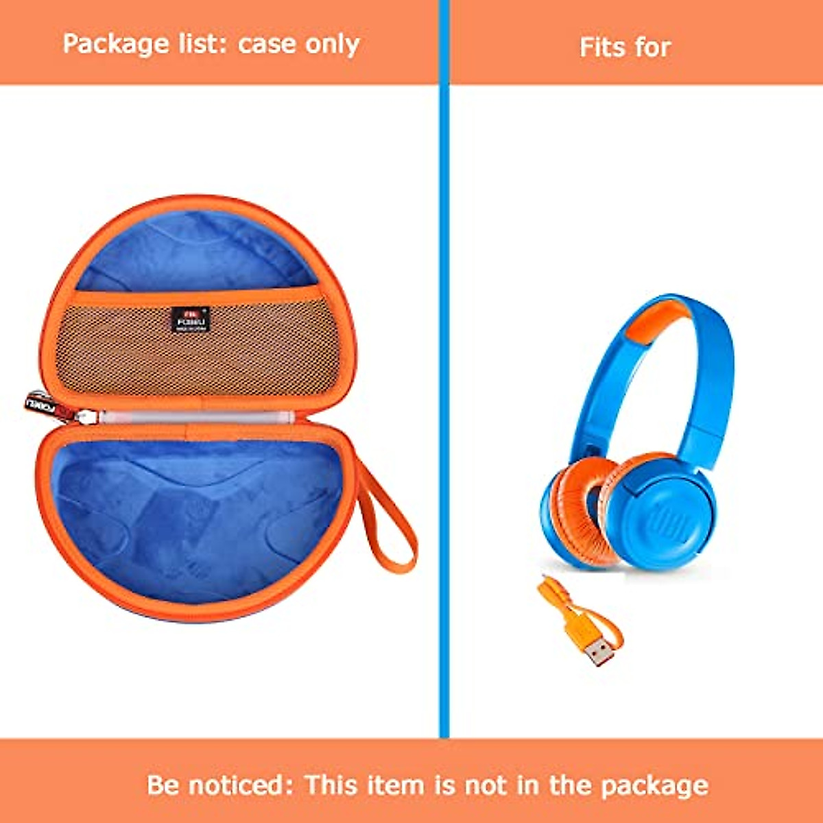 FBLFOBELI Headphone Cases EVA Hard Storage Case for JBL JR 300BT Kids On-Ear Wireless Headphones Safe Sound Technology, Travel Protective Bag