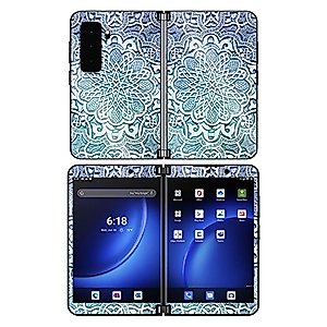 MightySkins Glossy Glitter Skin Compatible with Microsoft Surface Duo 2 - Carved Blue | Protective, Durable High-Gloss Glitter Finish | Easy to Apply and Change Styles | Made in The USA