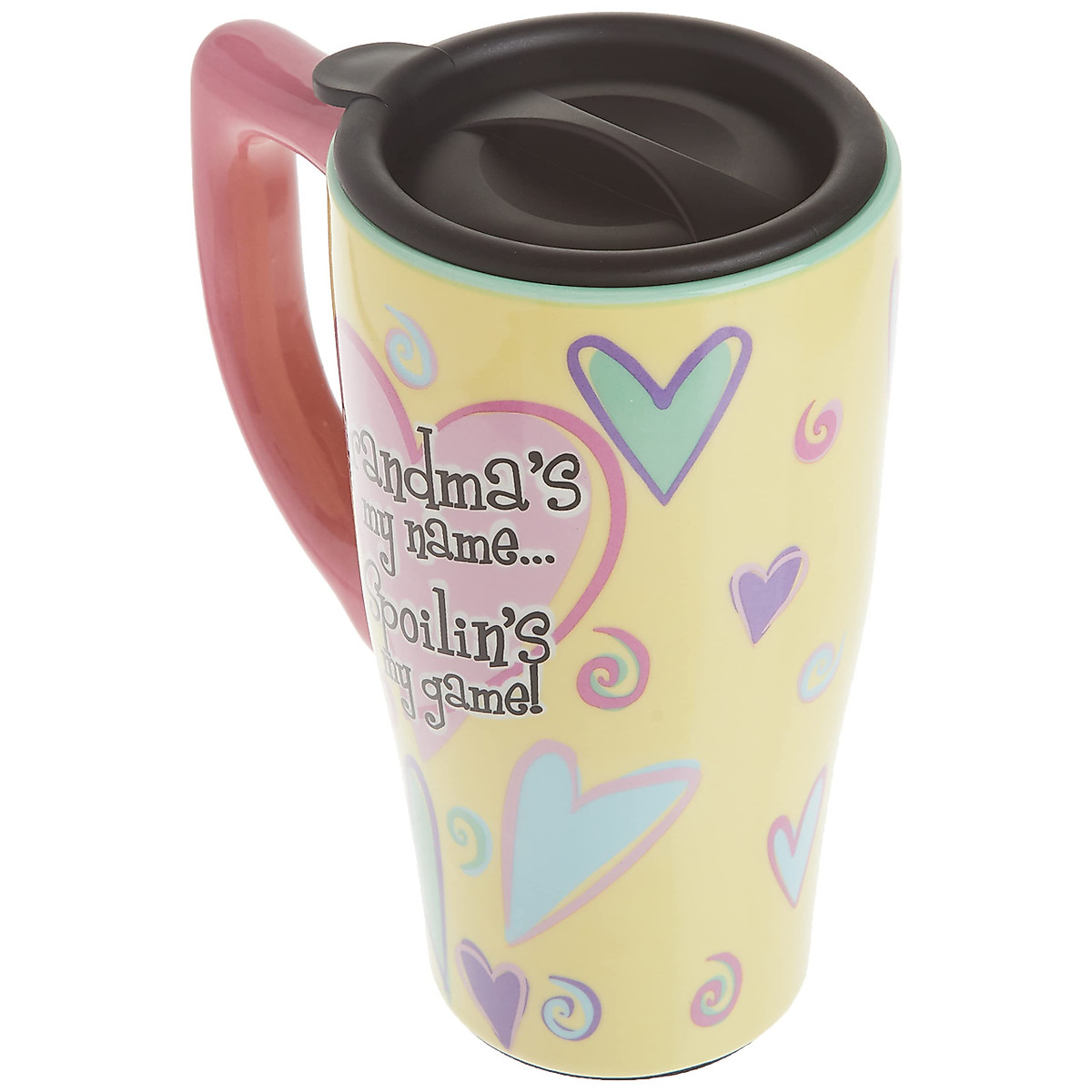 Spoontiques - Ceramic Travel Mugs - Grandma Cup - Hot or Cold Beverages - Gift for Coffee Lovers
