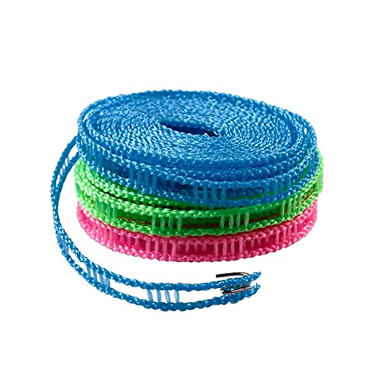 ORIJOYNA 3 Pack Clothesline - Portable Travel Laundry Drying Line with Adjustable Length Ideal for Indoor and Outdoor, Windproof Clothes Line - Perfect for Camping, Travel, and Home Use,16.4 Ft