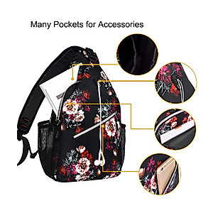 MOSISO 13 inch Sling Backpack, Multipurpose Hiking Daypack Outdoor Rope Crossbody Chest One Shoulder Bag, Cottonrose