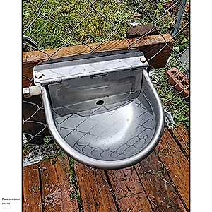 Abustle pig Automatic Cow Drinking Water Bowl Dispenser with 2 Float Ball valves,304 Stainless Steel Farm Animals Waterer for Horse Cattle Sheep Pet Dog Chickens(Without Drainage Hole)