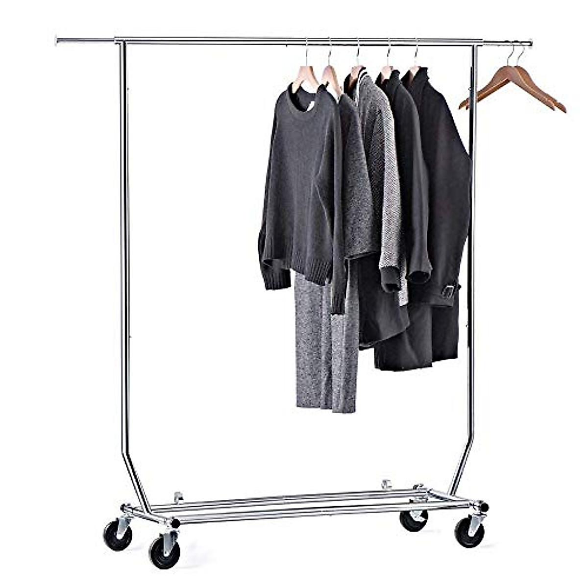 NAHANCO RCS2 Metal Collapsible Rolling Garment Rack, Chrome (1 Rack)