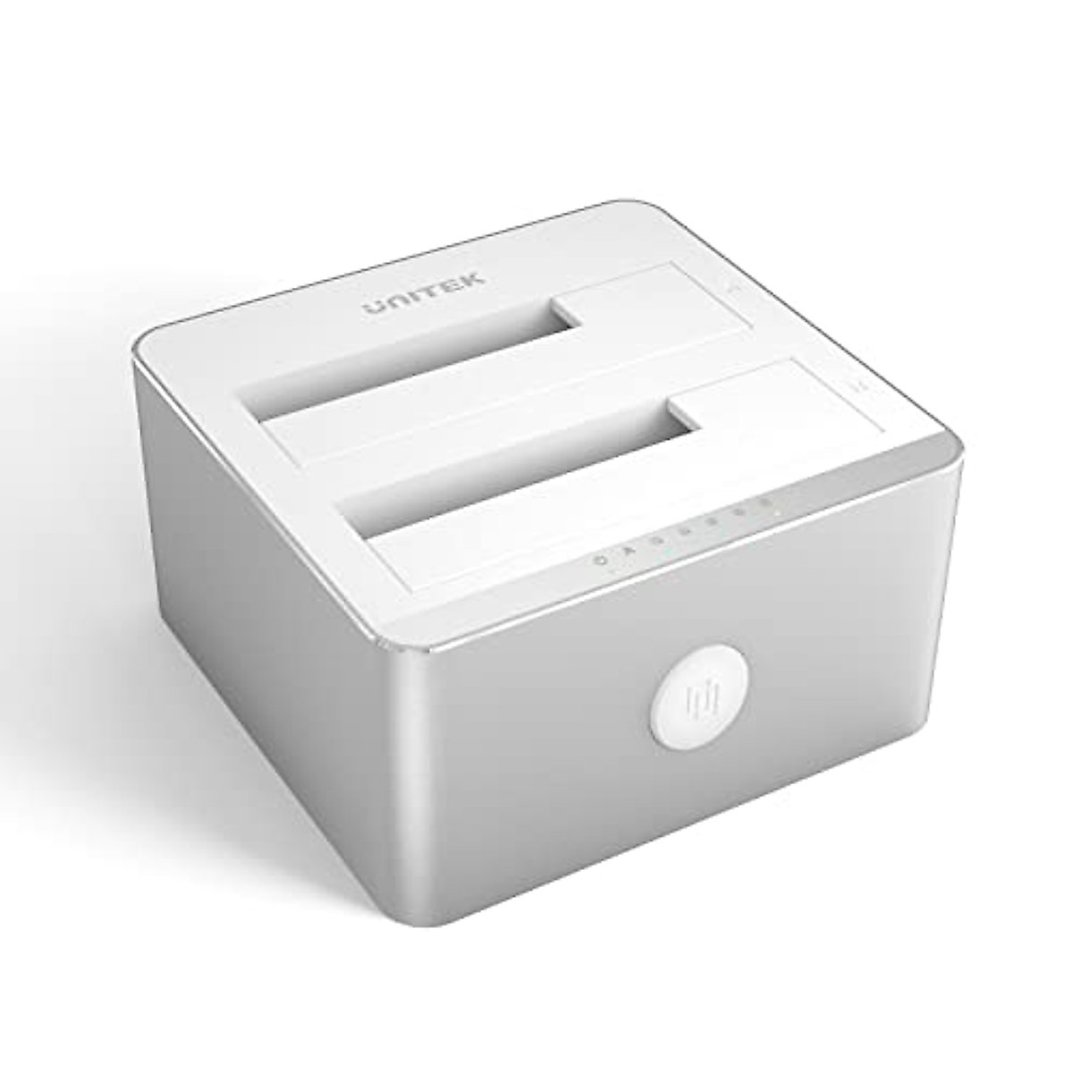 Unitek Aluminum USB 3.0 to SATA Dual Bay External Hard Drive Docking Station with UASP for 2.5 / 3.5-inch HDD SSD, Hard Drive Duplicator/Offline Clone Function (2 x 18TB Support)-Silver