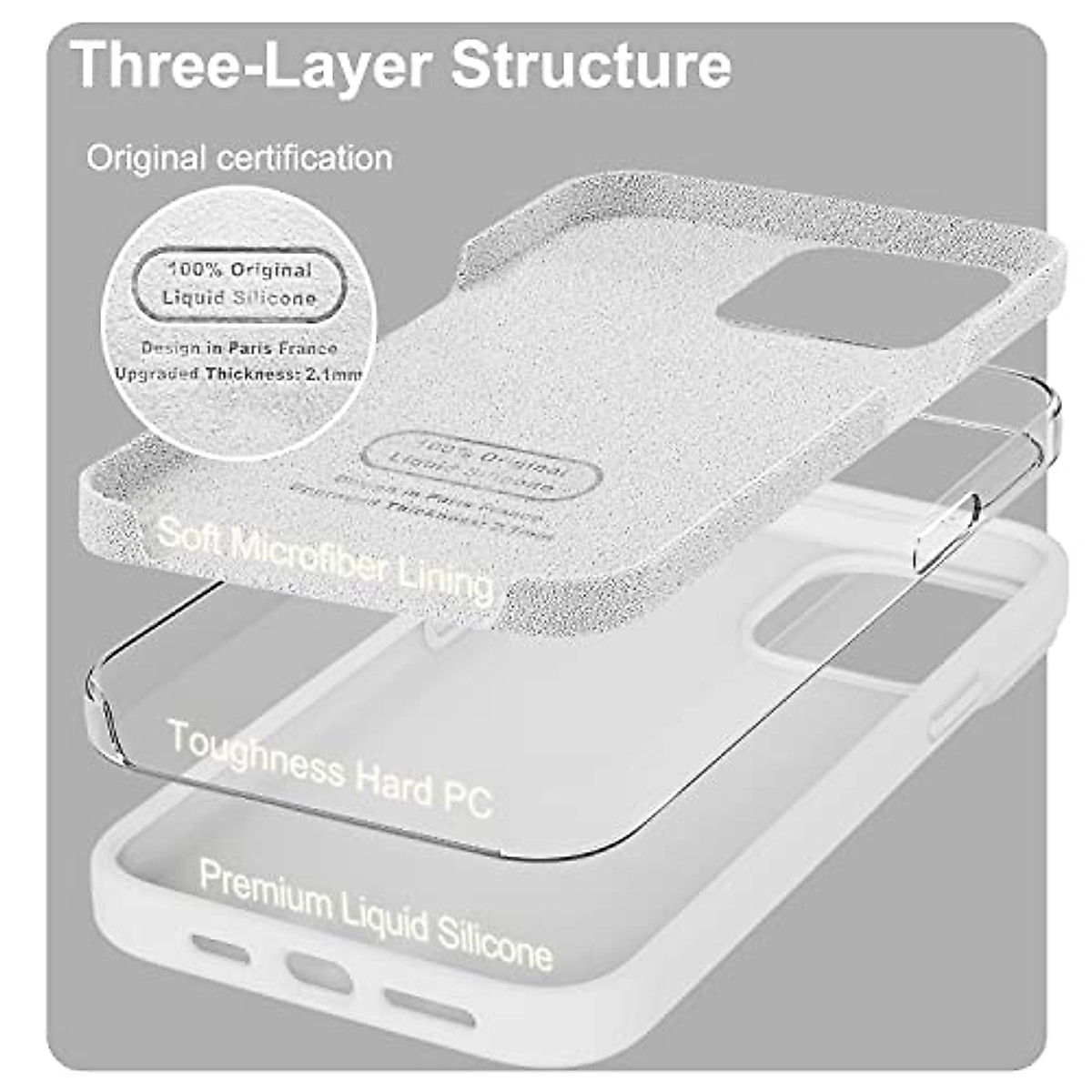 Ktele Compatible with iPhone 13 Pro Max Case 6.7 inch Premium Liquid Silicone with [Soft Anti-Scratch Microfiber Lining] Gel Rubber Full-Body Bumper Protection Case for iPhone 13 Pro Max - White