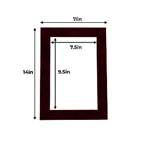 11x14 Mat for 8x10 Photo - Precut Dark Red Suede Picture Matboard for Frames Measuring 11 x 14 Inches - Bevel Cut Matte to Display Art Measuring 8 x 10 Inches - Acid Free ONE MAT