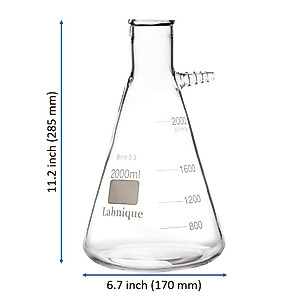 Glass Filtering Flask with Upper Tubulation, 2000ml