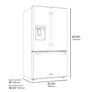 Z Line Kitchen and Bath ZLINE 36 in. 28.9 cu. ft. Standard-Depth French Door External Water Dispenser Refrigerator with Dual Ice Maker in Black Stainless Steel (RSM-W-36-BS)