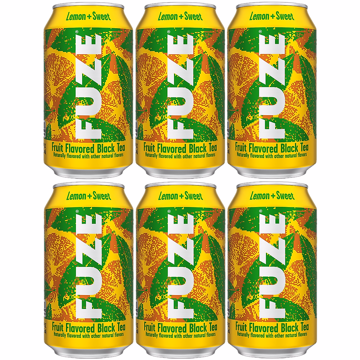 Fuze Lemon and Sweet Tea, 12oz Cans, (Pack of 6) with Bay Area Marketplace Napkins
