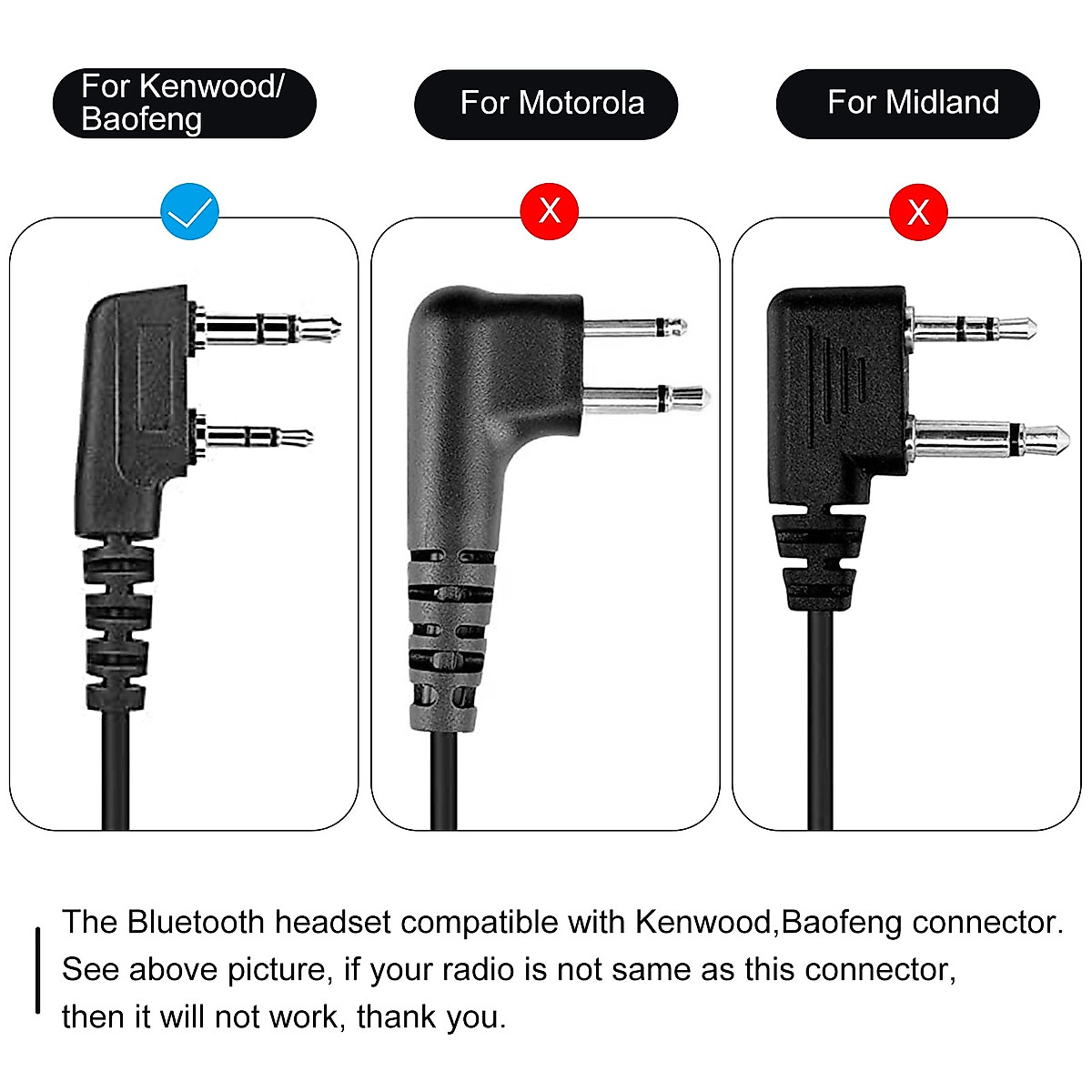 Walkie Talkie Bluetooth Headset with Noise Cancelling Mic 2 Pin Wireless Earpiece with Finger PTT Compatible with BaoFeng Kenwood Btech Radios & More(Not Compatible with Motorola/Midland)