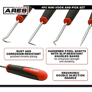 ARES 10036 - Precision Hook, Pick, and Driver Set - 12-Piece Set Includes Angled, Straight, and Full Hooks and Picks – Flathead, Phillips, and Torx Drivers - Easily Remove Pieces and Drive Fasteners