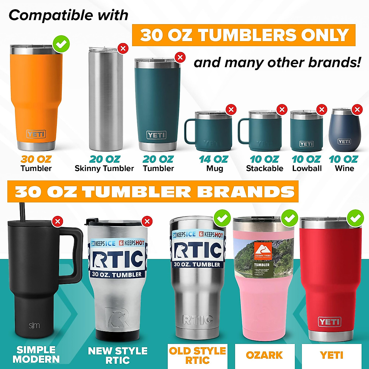 Coffee Tumbler Replacement Lids Yeti - 2Pcs Spill Proof Lids for Yeti Tumblers - Compatible with Yeti Lids 30 oz and others Cup - Lids for Stainless Steel Tumbler Travel Cup Yeti 30 Oz Сup lids